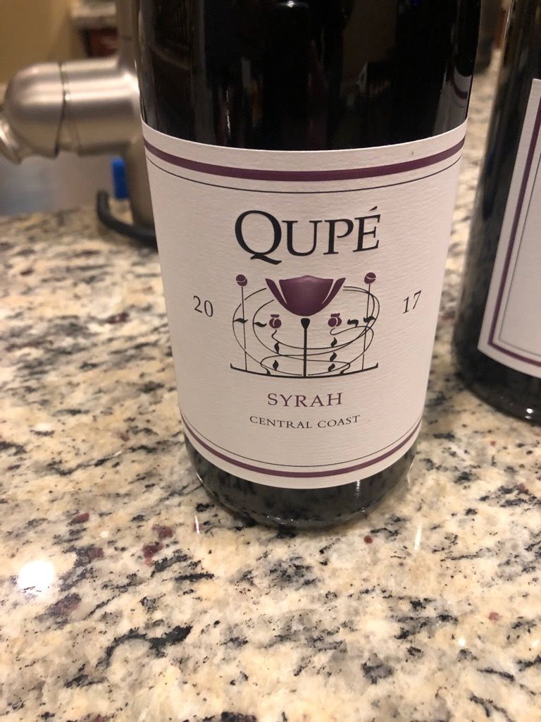 2017 Qupé Syrah, USA, California, Central Coast - CellarTracker