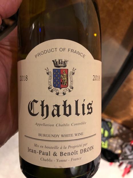 2018 Jean-Paul & Benoit Droin Chablis, France, Burgundy, Chablis ...