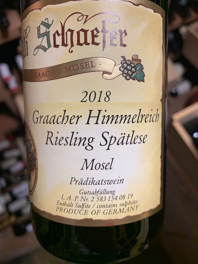 2017 Willi Schaefer Graacher Himmelreich Riesling Spätlese #8, Germany ...
