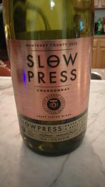 2013 Slow Press Wines Chardonnay, USA, California, Central Coast ...
