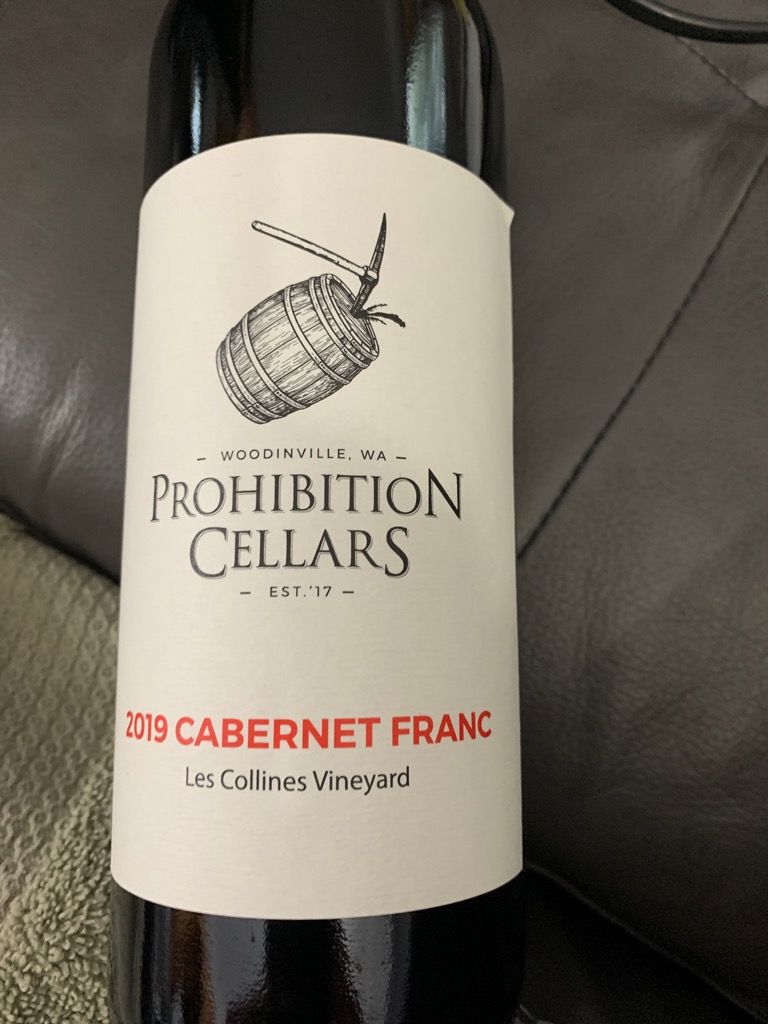 2019 Prohibition Cellars Cabernet Franc Les Collines Vineyard, USA, Washington, Columbia Valley ...