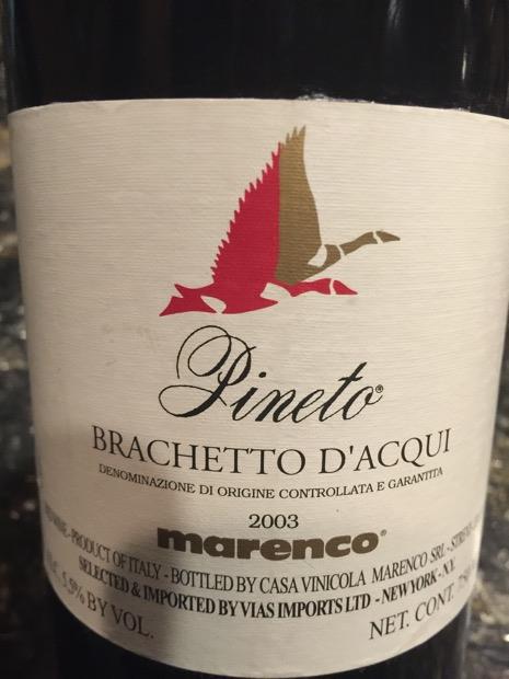 2003 Marenco Brachetto d'Acqui Pineto, Italy, Piedmont, Brachetto d ...
