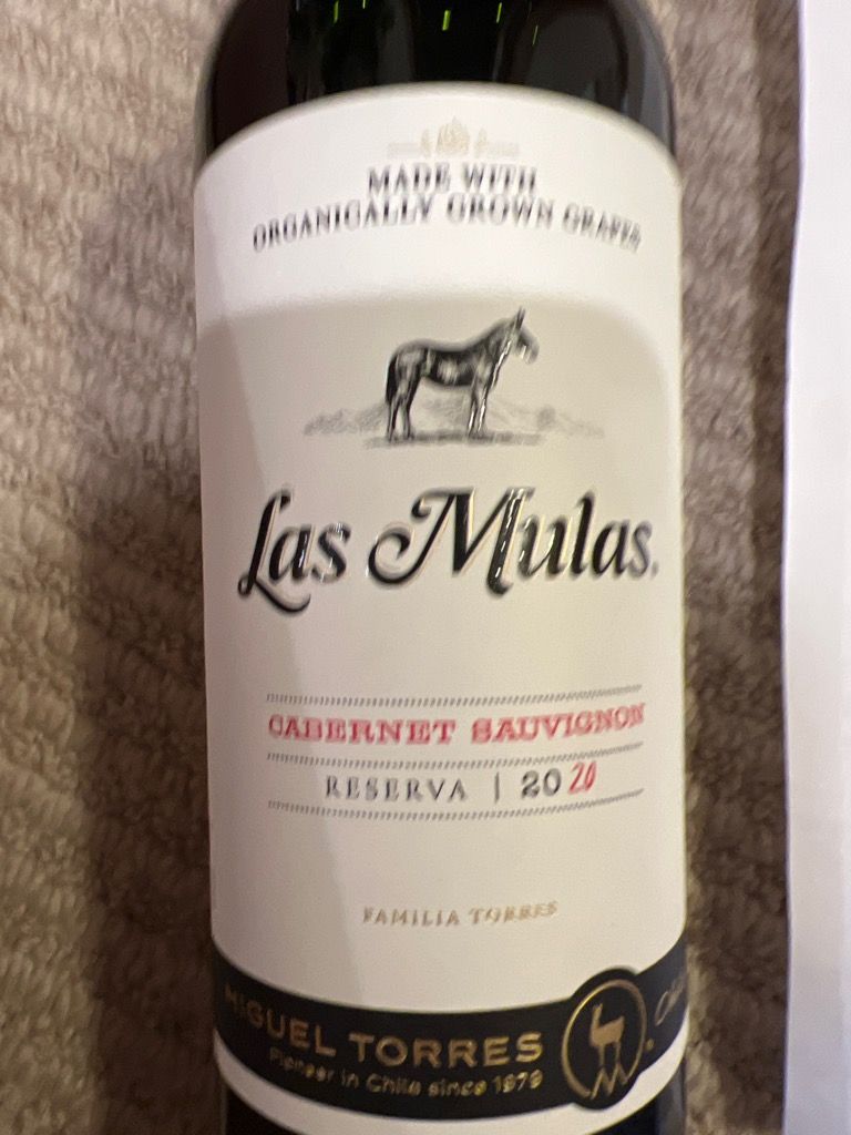 2020 Miguel Torres Cabernet Sauvignon Las Mulas Reserva, Chile, Central Valley - CellarTracker