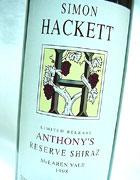 1998 Simon Hackett Shiraz Anthony's reserve Limited Release, Australia, South Australia ...
