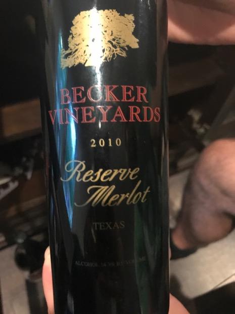 2010 Becker Vineyards Merlot Reserve, USA, Texas, Texas Hill Country ...