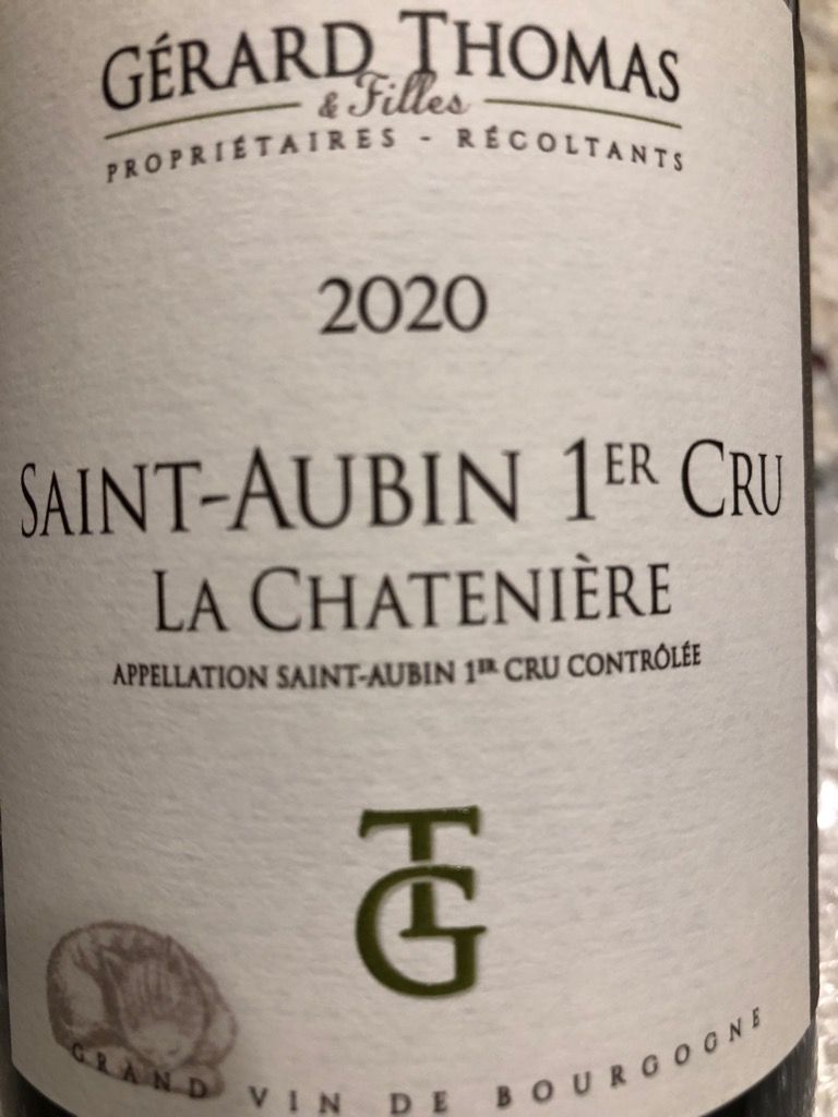 2020 Gerard Thomas Saint-Aubin 1er Cru La Chatenière Blanc, France ...