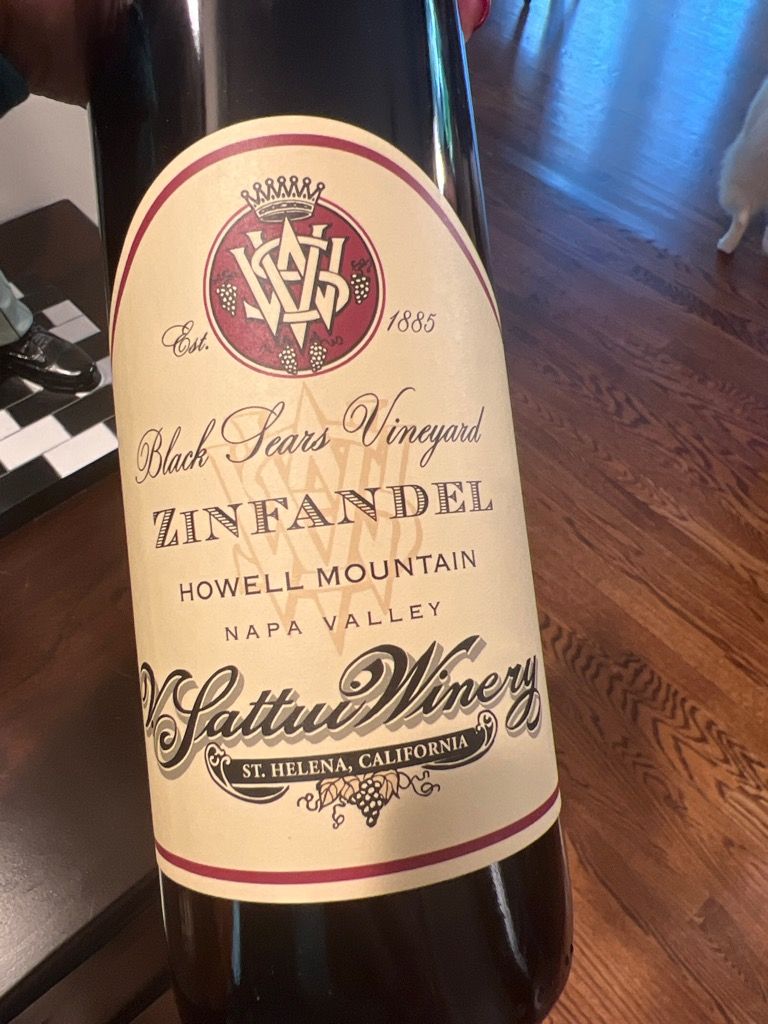 2019 V. Sattui Winery Zinfandel Black Sears Vineyard, USA, California ...
