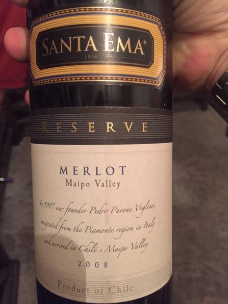 2008 Santa Ema Merlot Gran Reserva, Chile, Maipo Valley, Isla de Maipo ...