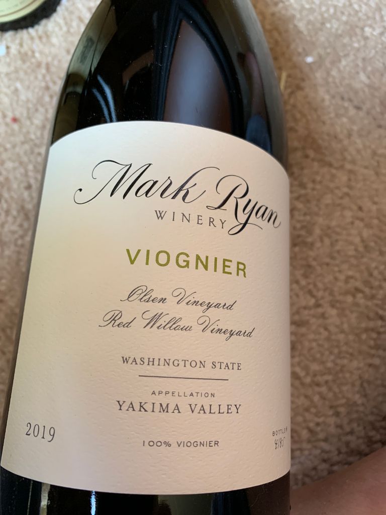 2019 Mark Ryan Viognier Yakima Valley, USA, Washington, Columbia Valley ...