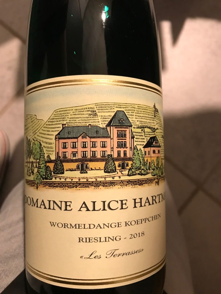 2018 Domaine Alice Hartmann Riesling Les Terrasses Wormeldange ...