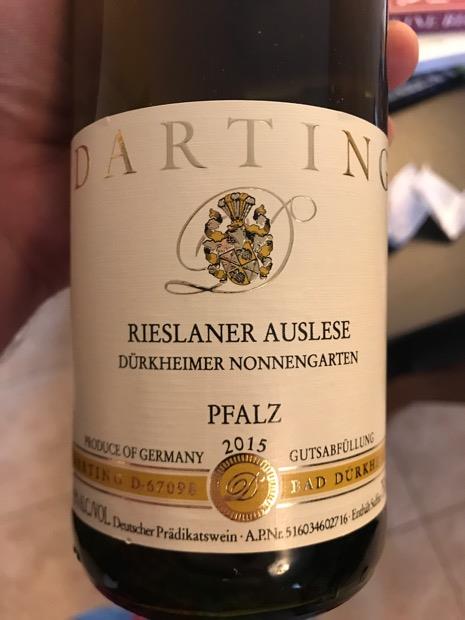 2018 Darting Dürkheimer Nonnengarten Rieslaner Auslese, Germany, Pfalz - CellarTracker