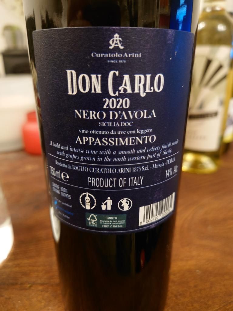 2020 Don Carlo Nero d'Avola Sicilia, Italy, Sicily, Sicilia - CellarTracker