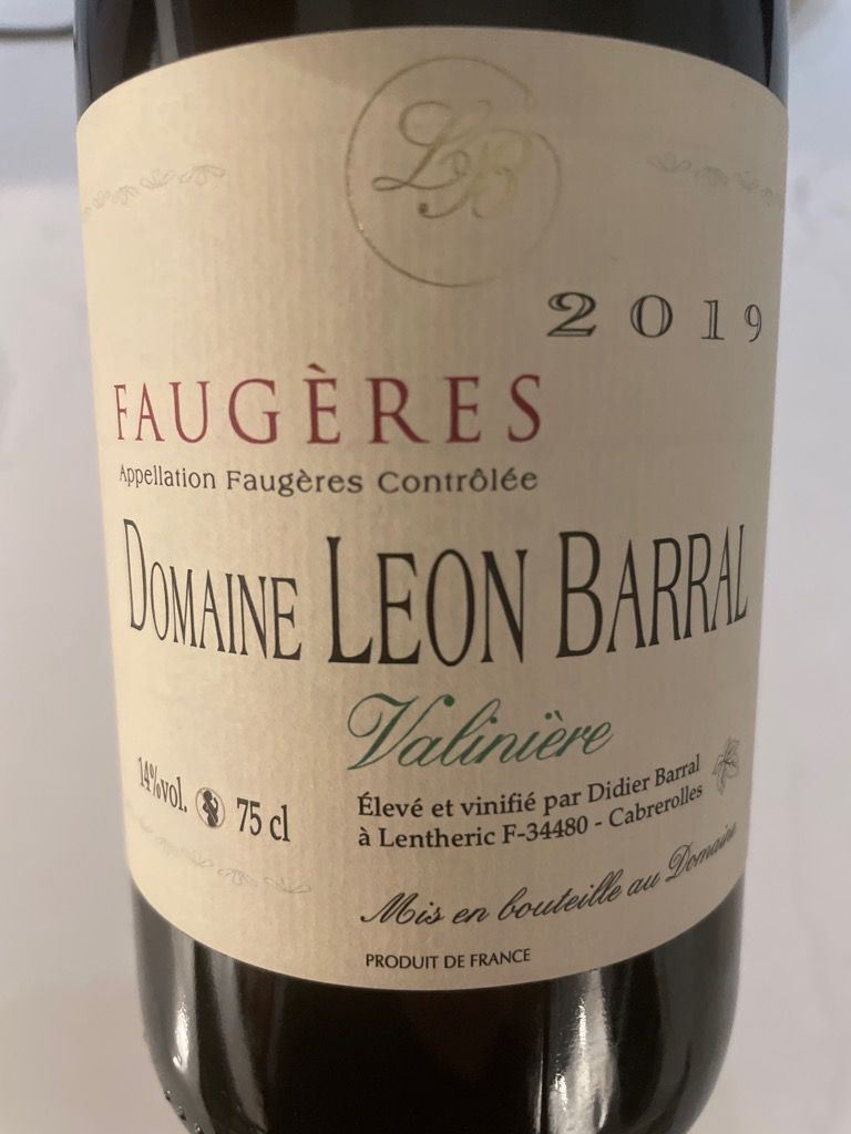 2019 Domaine Léon Barral Faugères Valinière, France, Languedoc ...