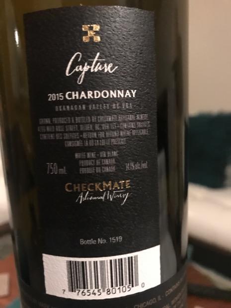 2015 Checkmate Artisanal Winery Chardonnay Capture Border Vineyard ...