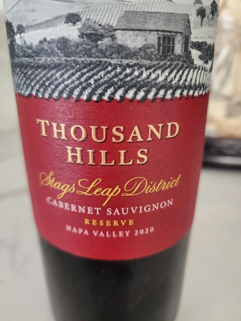 2020 Thousand Hills Cabernet Sauvignon Reserve Stags Leap District, USA ...