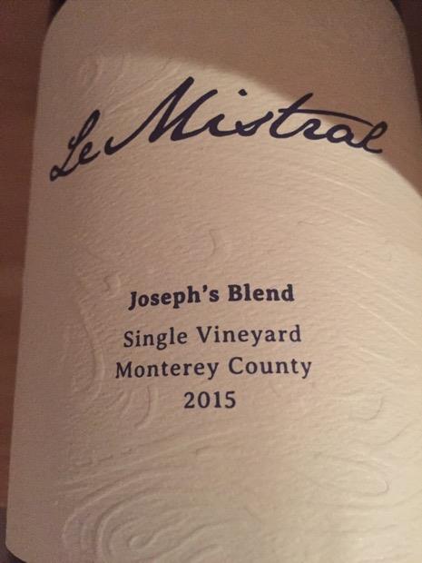 2015 Le Mistral Vineyard Joseph's Blend, USA, California, Central Coast ...