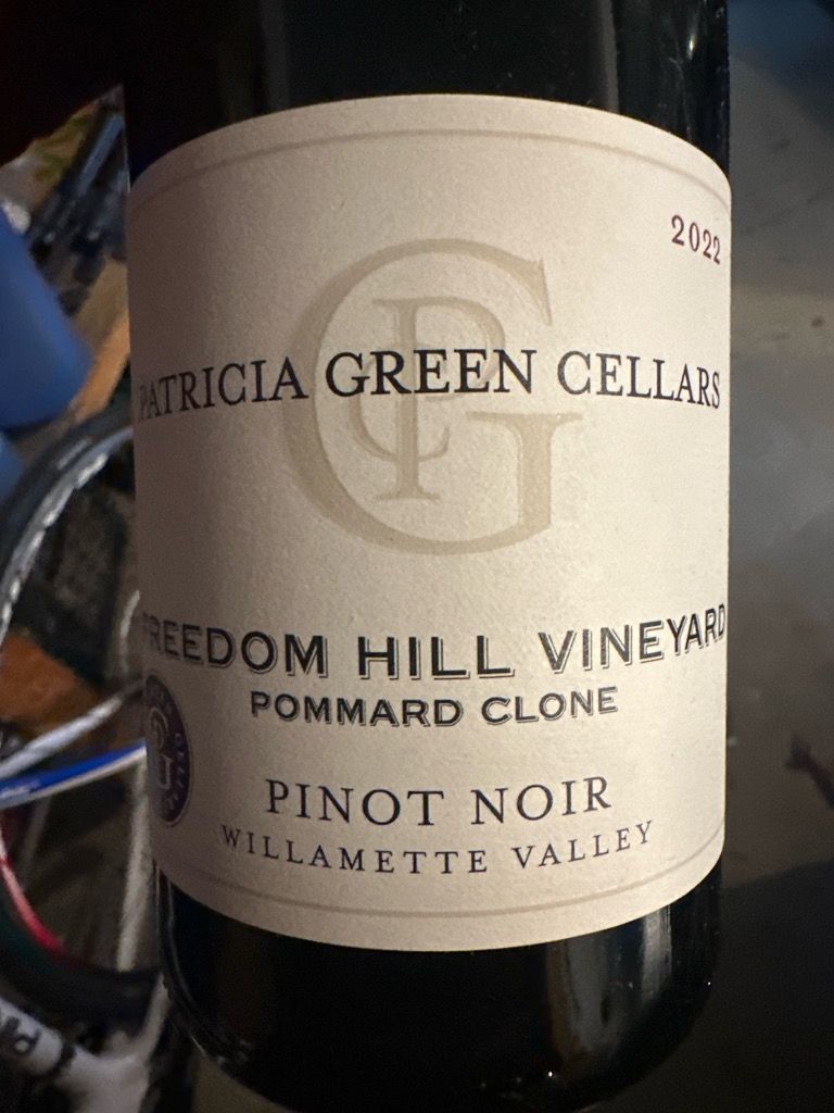 2022 Patricia Green Cellars Pinot Noir Pommard Clone Freedom Hill ...