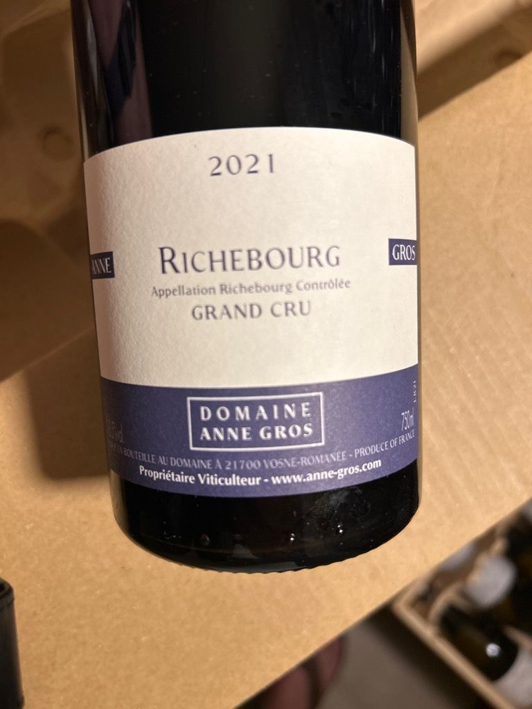 2021 Domaine Anne Gros Richebourg, France, Burgundy, Côte de Nuits ...