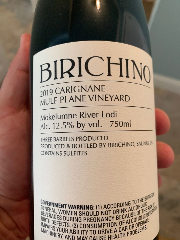 2018 Birichino Carignane Mule Plane, USA, California, Central Valley ...