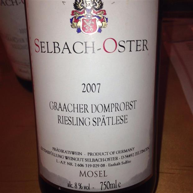 2007 Selbach-Oster Graacher Domprobst Riesling Spätlese, Germany, Mosel ...