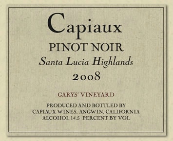 2009 Capiaux Cellars Pinot Noir Garys' Vineyard, USA, California ...