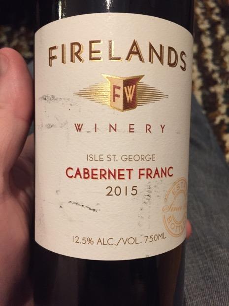 2012 Firelands Winery Cabernet Franc, USA, Ohio, Isle St. George ...