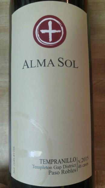 2015 Alma Sol Winery Tempranillo, USA, California, Central Coast, Paso ...