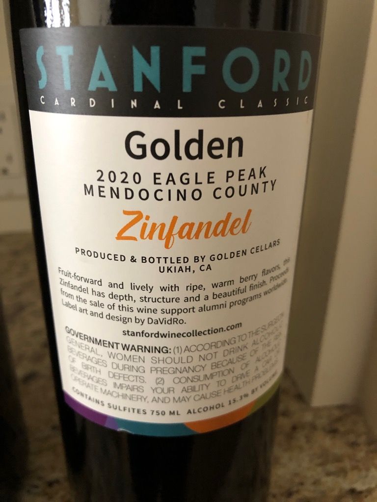 2020 Golden Cellars Stanford Cardinal Classics Eagle Peak Zinfandel ...
