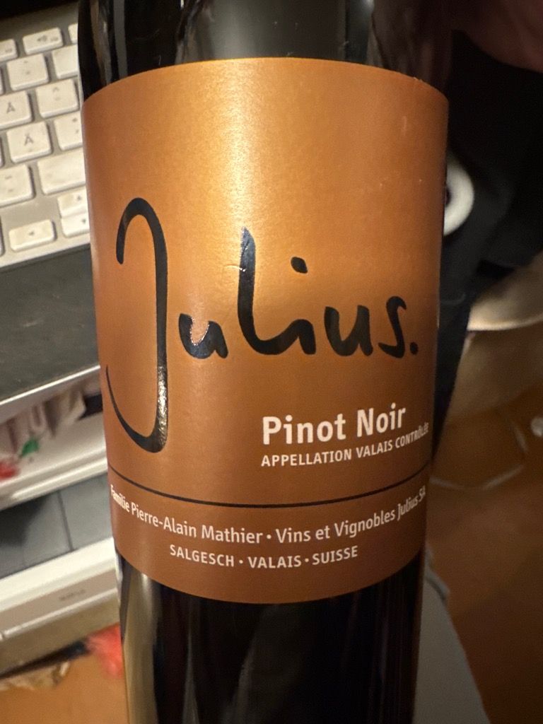 2022 Familie Pierre-Alain Mathier Pinot Noir Julius, Switzerland ...