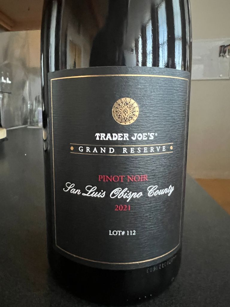 2021 Trader Joe's Pinot Noir Grand Reserve Lot #112 Santa Barbara ...