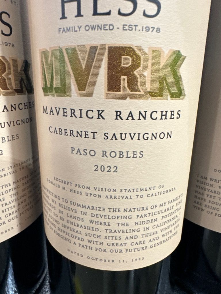 2022 The Hess Collection Cabernet Sauvignon Maverick Ranches, USA ...