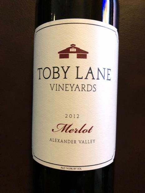 2012 Toby Lane Merlot, USA, California, Sonoma County, Alexander Valley ...