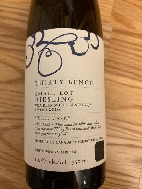 2016 Thirty Bench Riesling Small Lot Wild Cask, Canada, Ontario ...