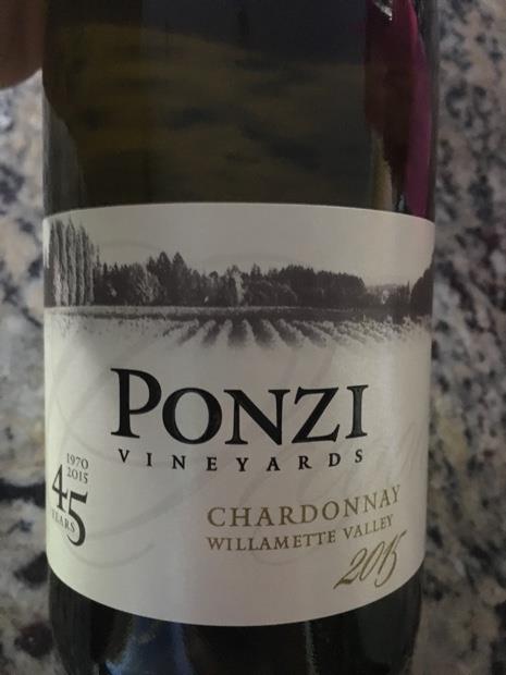 2015 Ponzi Vineyards Chardonnay, USA, Oregon, Willamette Valley ...