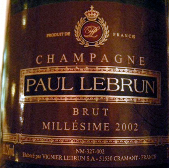 2004 Paul Lebrun Champagne Brut Millésimé, France, Champagne ...