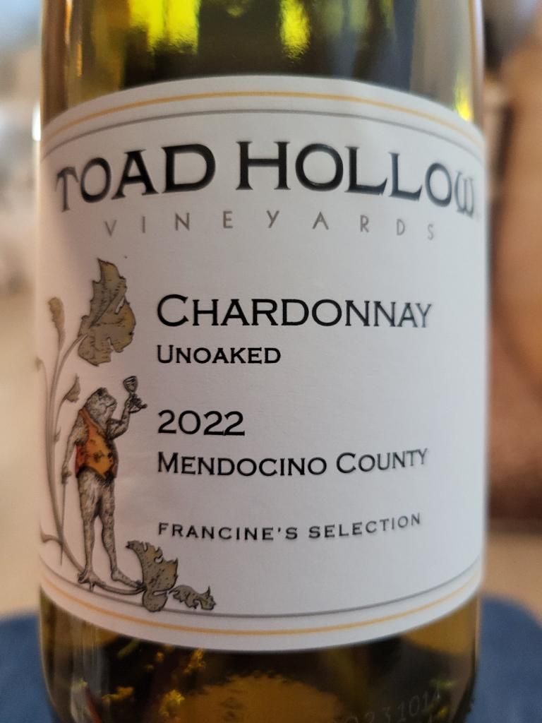 2022 Toad Hollow Chardonnay Unoaked-Francine's Selection, USA ...