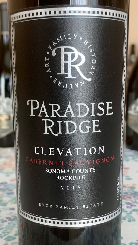 2016 Paradise Ridge Cabernet Sauvignon Elevation Rockpile, USA ...
