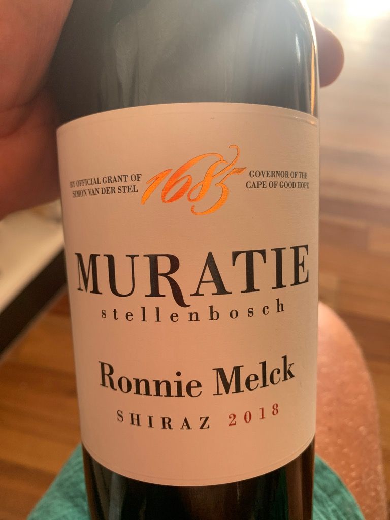 2018 Muratie Wine Estate Shiraz Ronnie Melck, South Africa, Coastal ...