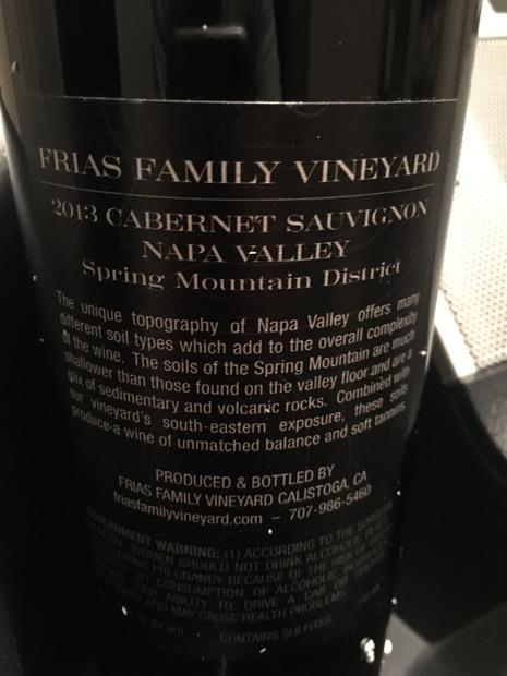 2013 Frias Family Vineyard Cabernet Sauvignon Premiere Napa Valley ...