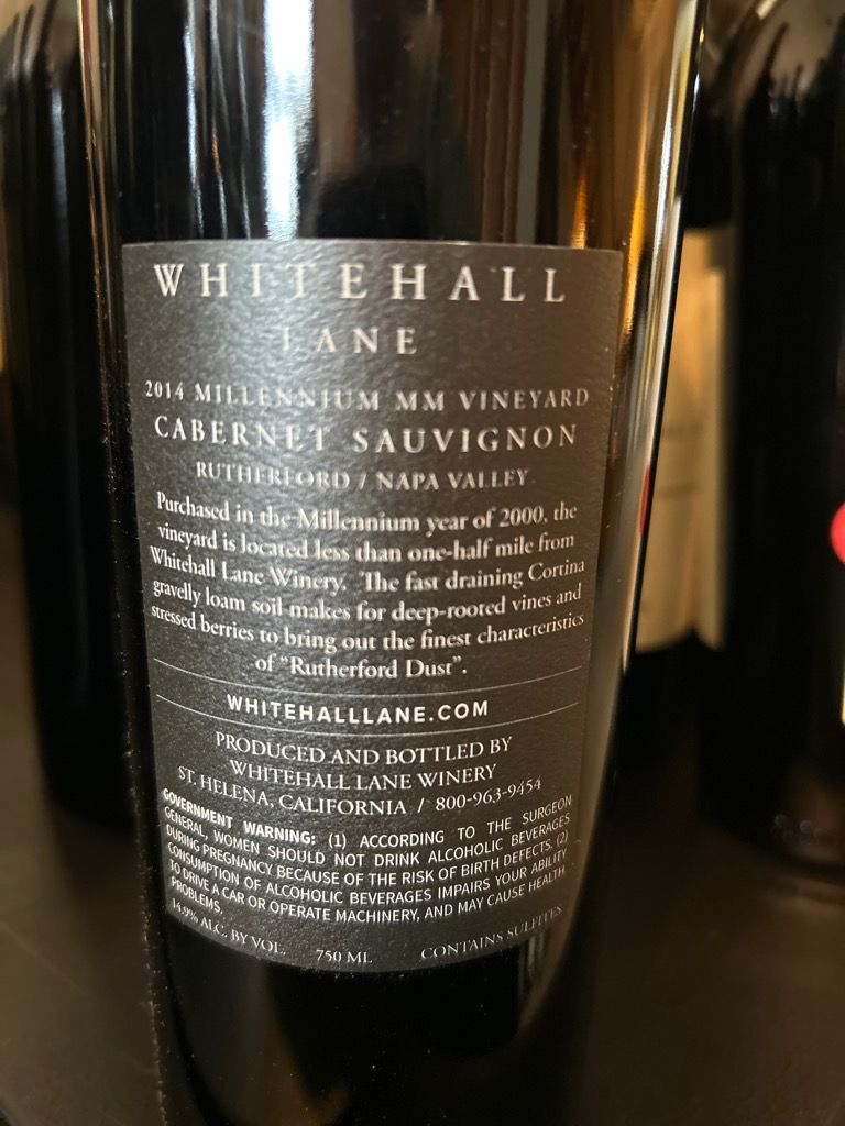 2019 Whitehall Lane Cabernet Sauvignon Millennium MM Vineyard, USA ...