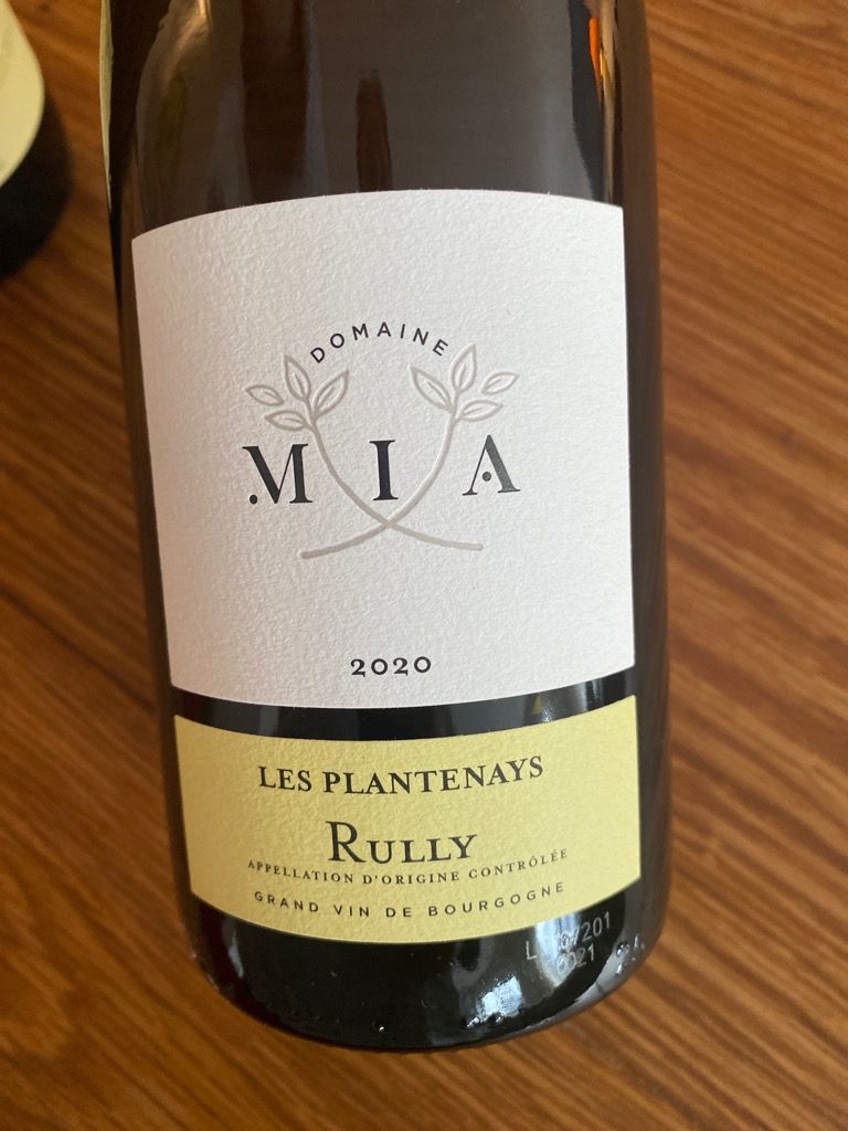 2021 Domaine Mia Rully Les Plantenays, France, Burgundy, Côte ...