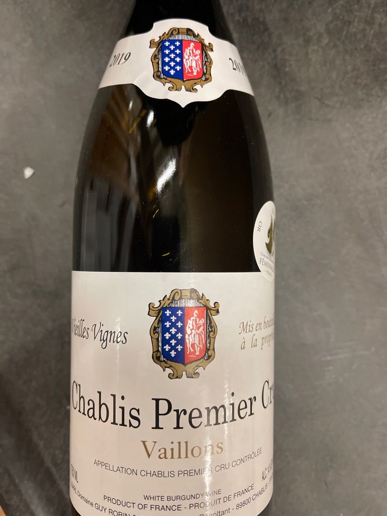 2019 Domaine Guy Robin et Fils Chablis 1er Cru Vaillons Vieilles Vignes ...