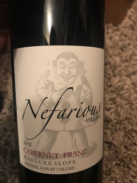 2018 Nefarious Cellars Cabernet Franc, USA, Washington, Columbia Valley ...