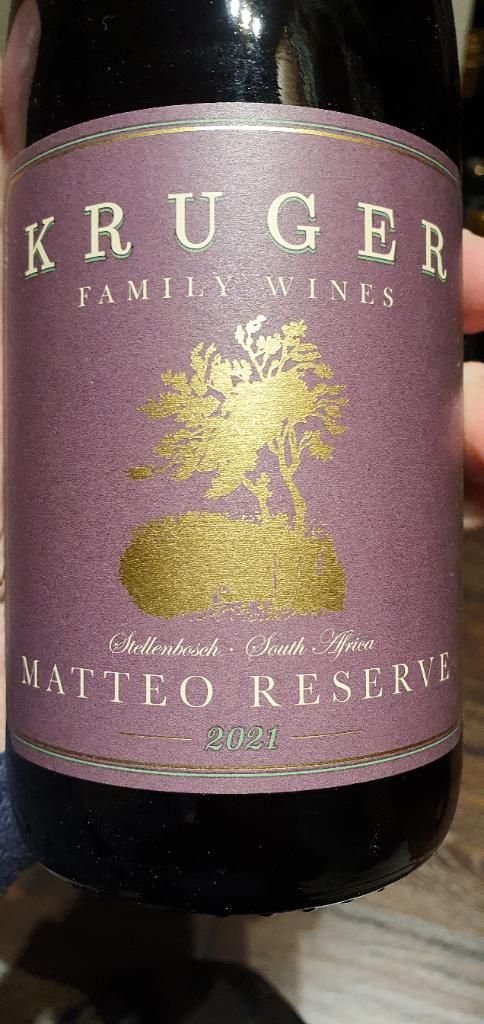 2021 Kruger Family Wines Matteo Reserve, South Africa, Coastal Region ...