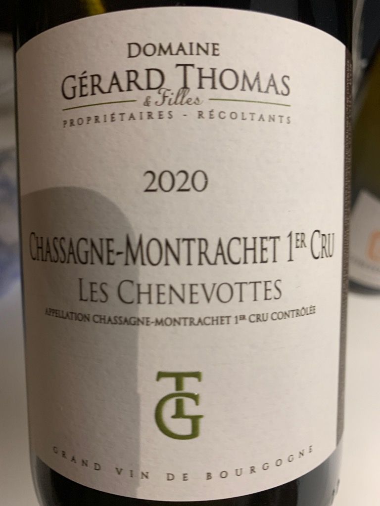2021 Gerard Thomas Chassagne-Montrachet 1er Cru Les Chenevottes, France ...