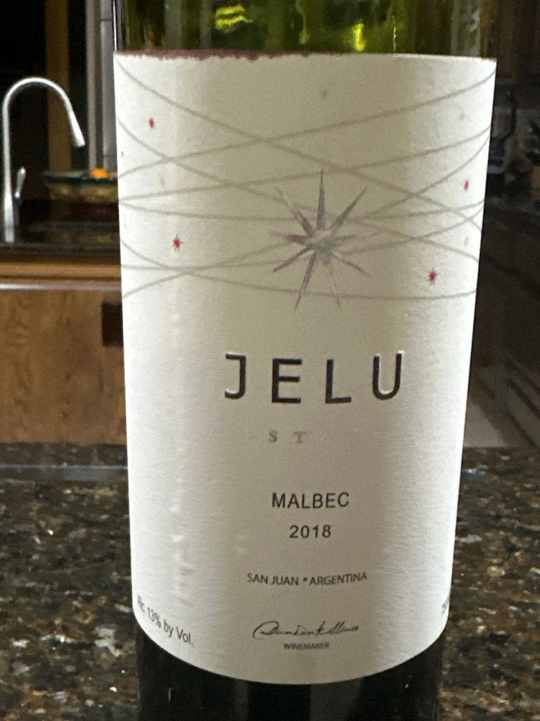 2018 Jelu Malbec, Argentina, San Juan, Valle de Zonda - CellarTracker