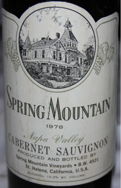 1978 Spring Mountain Vineyard Cabernet Sauvignon, USA, California, Napa ...