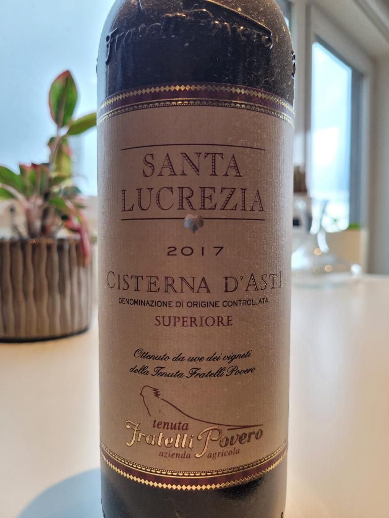 2017 Cantine Povero Cisterna d'Asti Santa Lucrezia, Italy, Piedmont ...