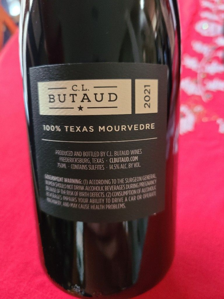 2021 C.L. Butaud Mourvèdre Texas Mourvèdre, USA, Texas, Texas High ...