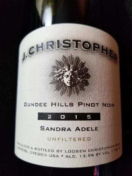 2016 J. Christopher Pinot Noir Sandra Adele, USA, Oregon, Willamette ...